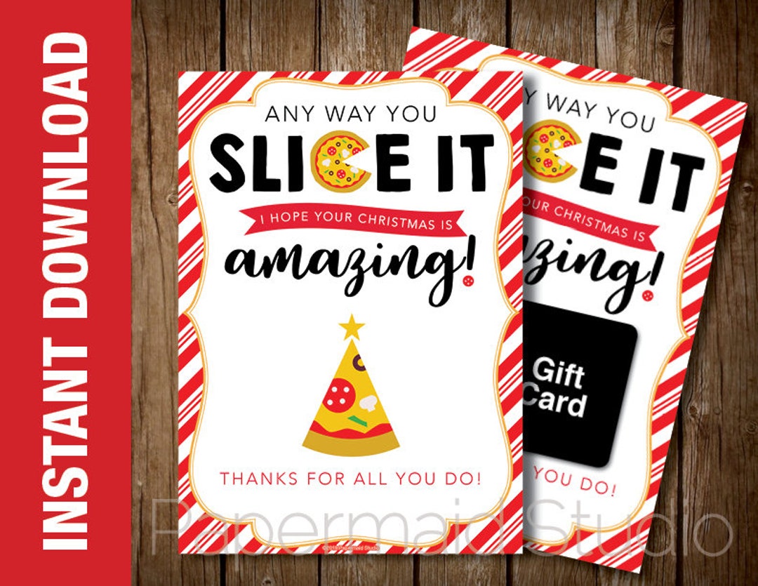 PRINTABLE Teacher Pizza Gift Card Holder - Pizza Christmas Card ...