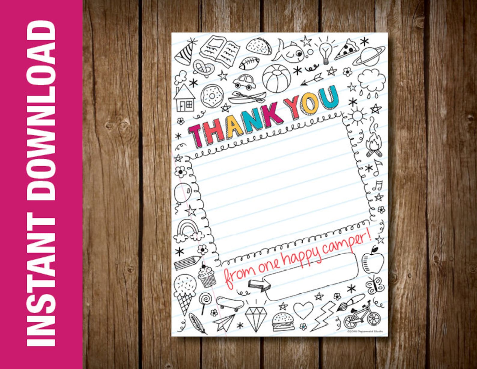 Summer Camp Thank You Card Printable Camp Counselor Gift - Etsy