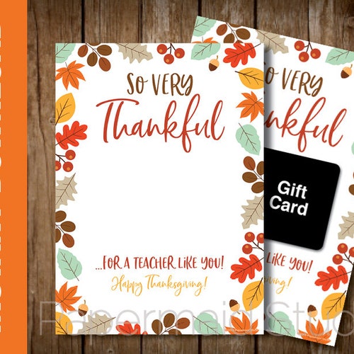 PRINTABLE Teacher Thanksgiving Card School Teacher | Etsy