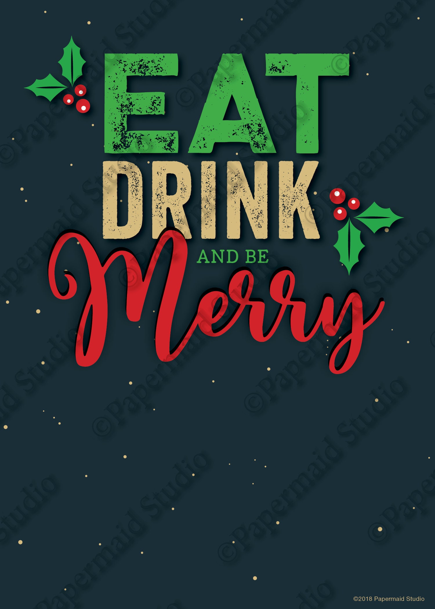PRINTABLE Food and Drink Christmas Card Restaurant Holiday - Etsy