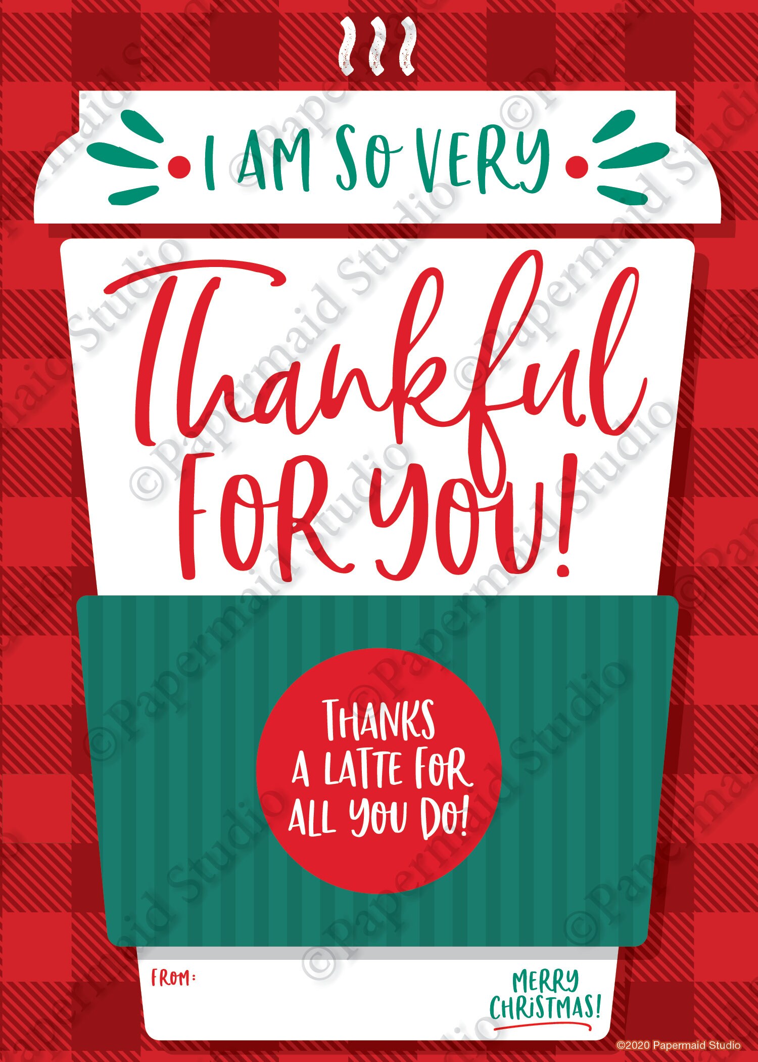 PRINTABLE Thanks a Latte Christmas Coffee Gift Card Holder | Etsy