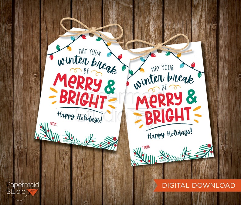 Teacher Christmas Gift Tag Printable - Teacher Christmas Card - Teacher ...