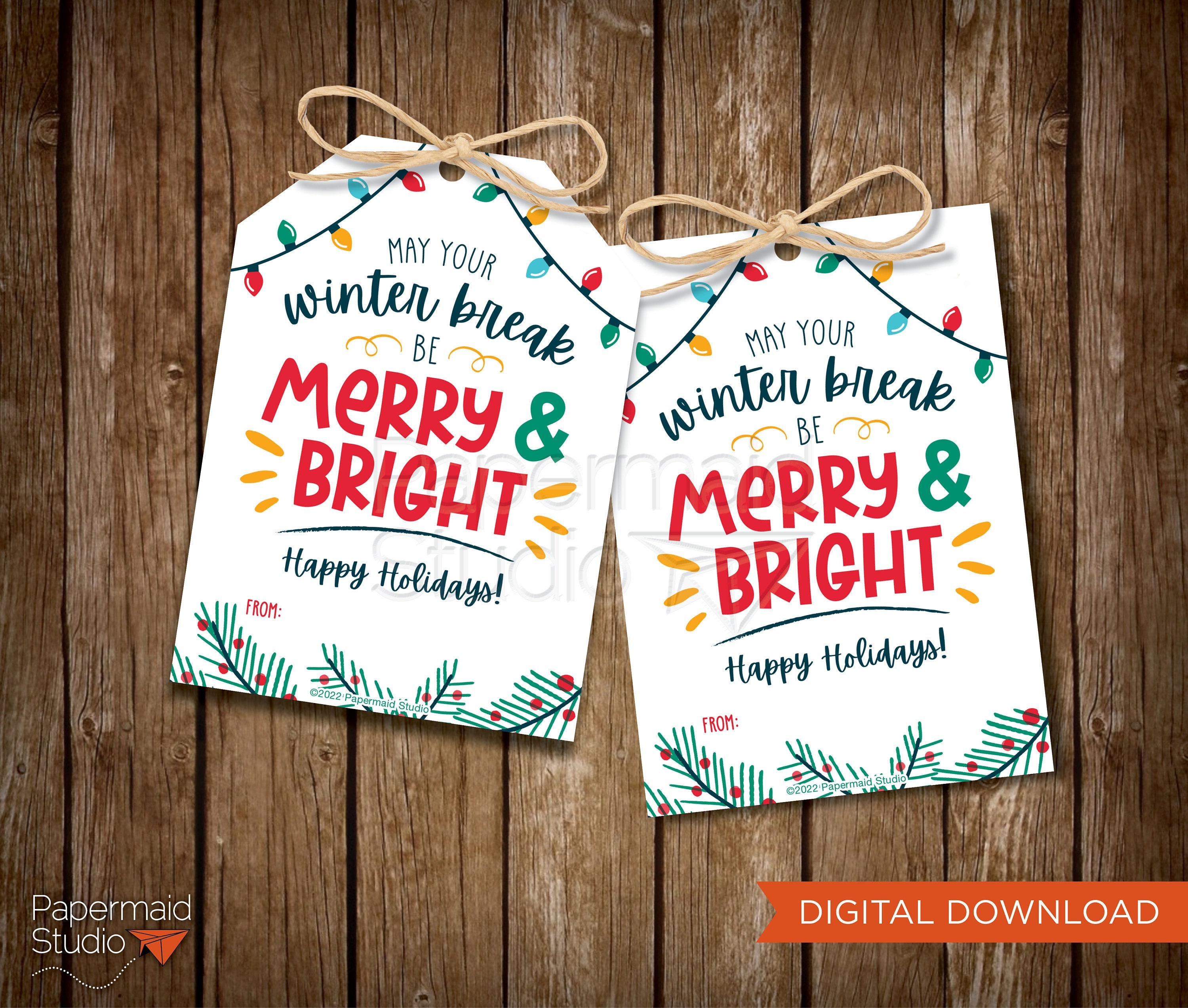 Teacher Christmas Gift Tag Printable - Teacher Christmas Card - Teacher ...