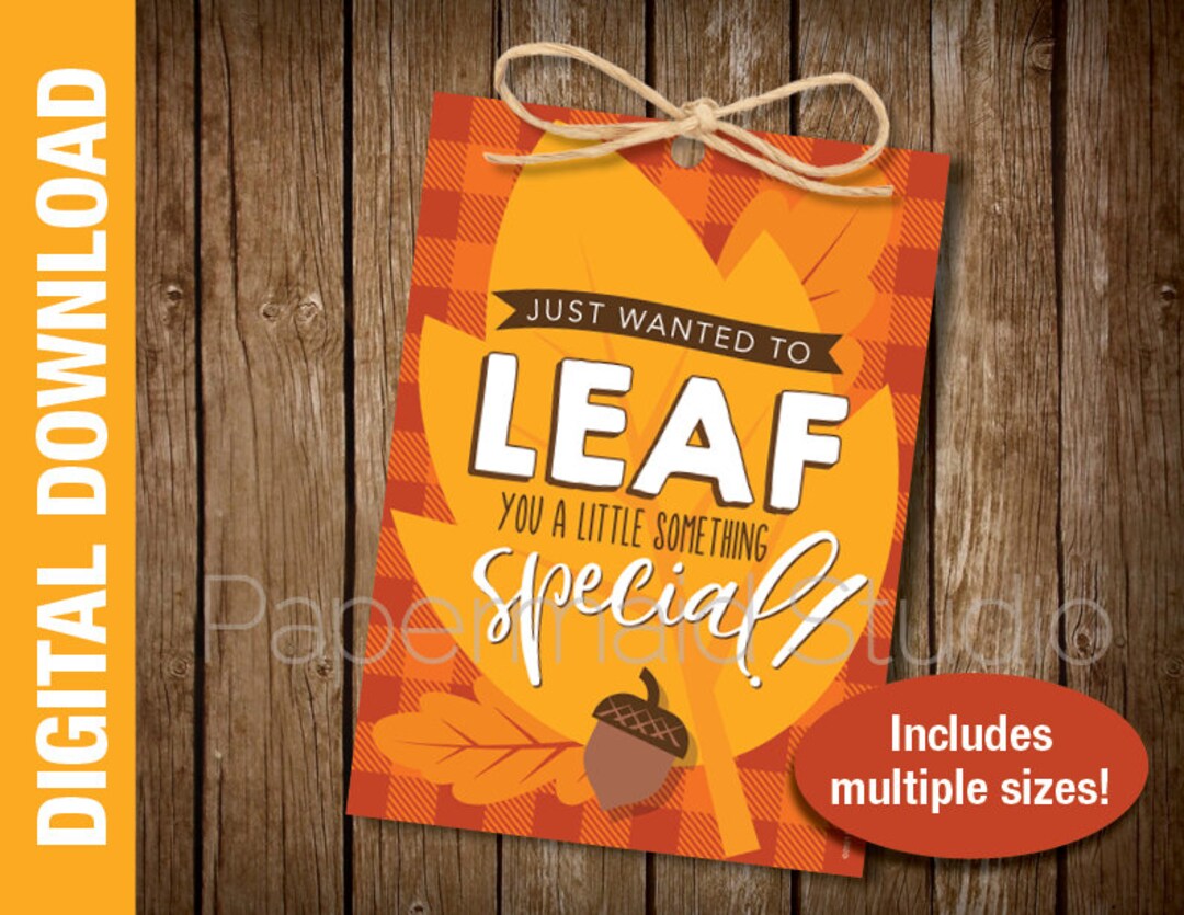 PRINTABLE Fall Leaf Gift Tag - Thanksgiving Thank You Hang Tag - Autumn ...