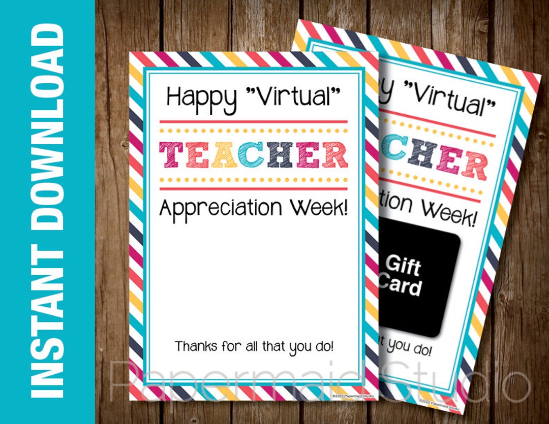 Virtual Teacher Appreciation Week Gift Card Holder Printable - Distance ...