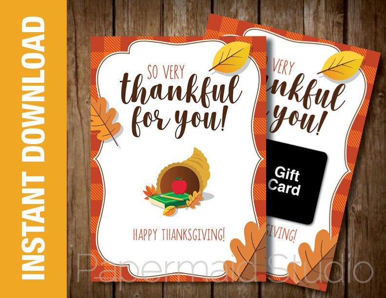 PRINTABLE Teacher Thanksgiving Gift Card Holder School | Etsy