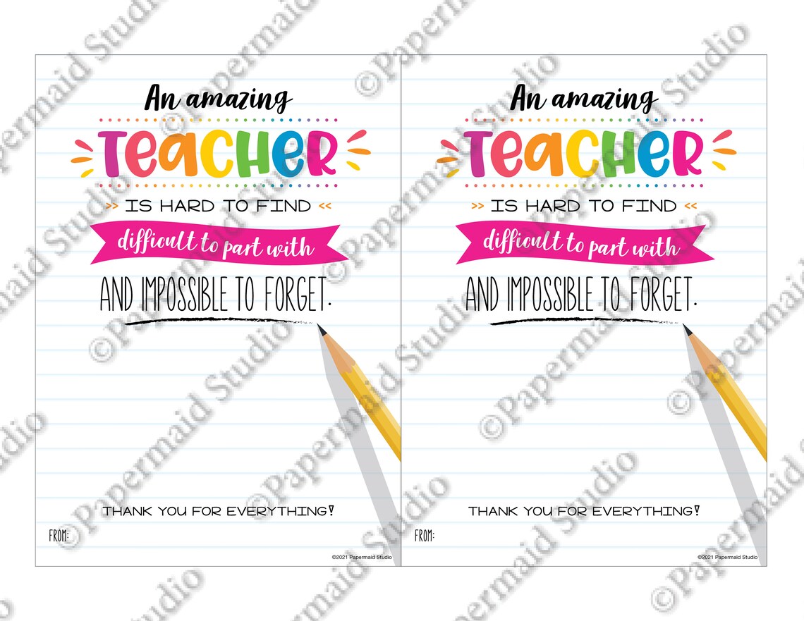 Printable Teacher Thank You Card Teacher Appreciation Week | Etsy