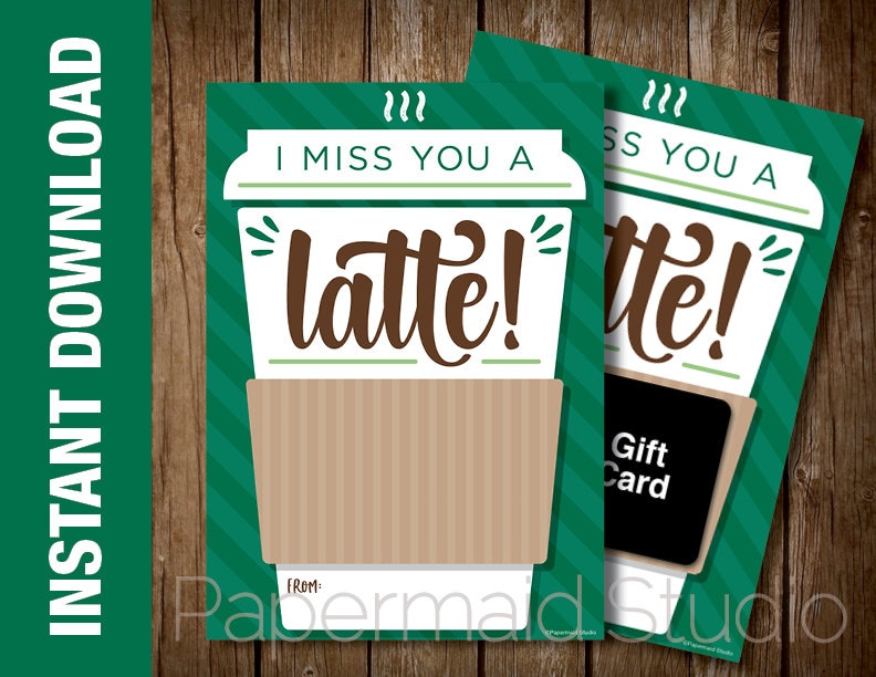 PRINTABLE I Miss You a Latte Coffee Gift Card Holder - Long Distance ...