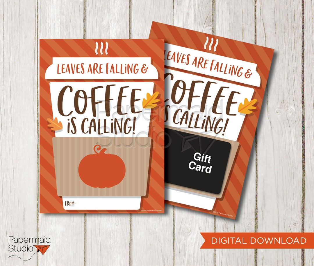 Thanksgiving Gift Card Holder for Coffee Printable - Coffee Gift Tag ...