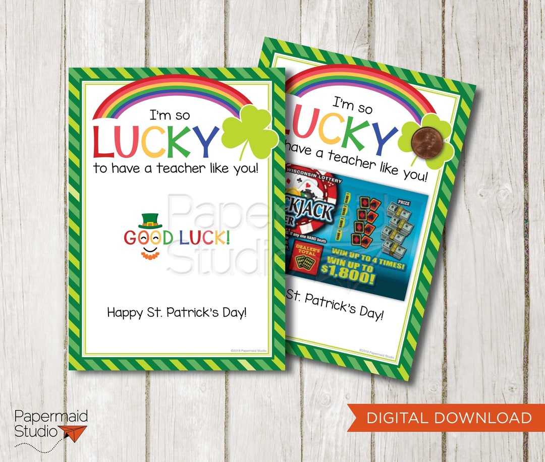Teacher St. Patrick's Day Card Printable - Teacher Lottery Ticket Card ...