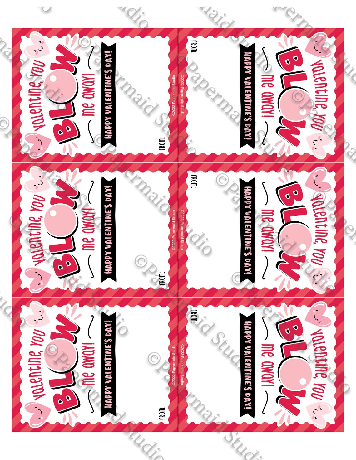 PRINTABLE Valentine's Day Gum Tag - Bubble Gum Valentine You Blow Me ...