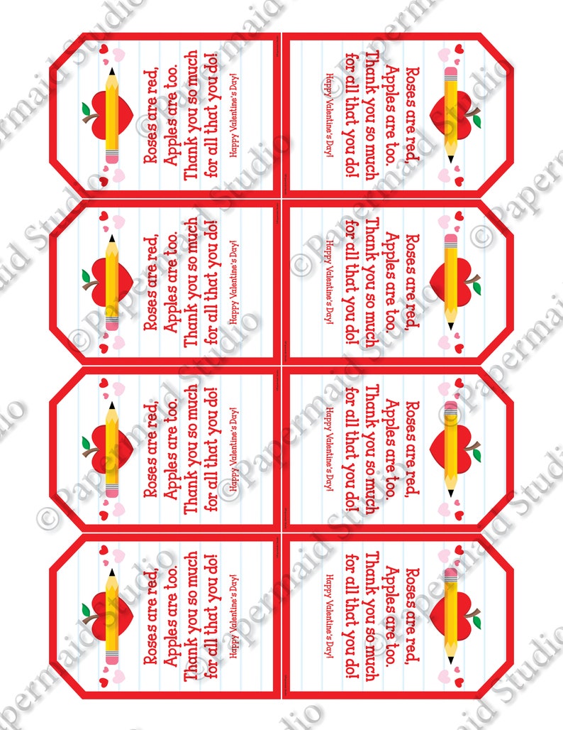 PRINTABLE Valentine Gift Tag for Teacher Teacher Valentine - Etsy