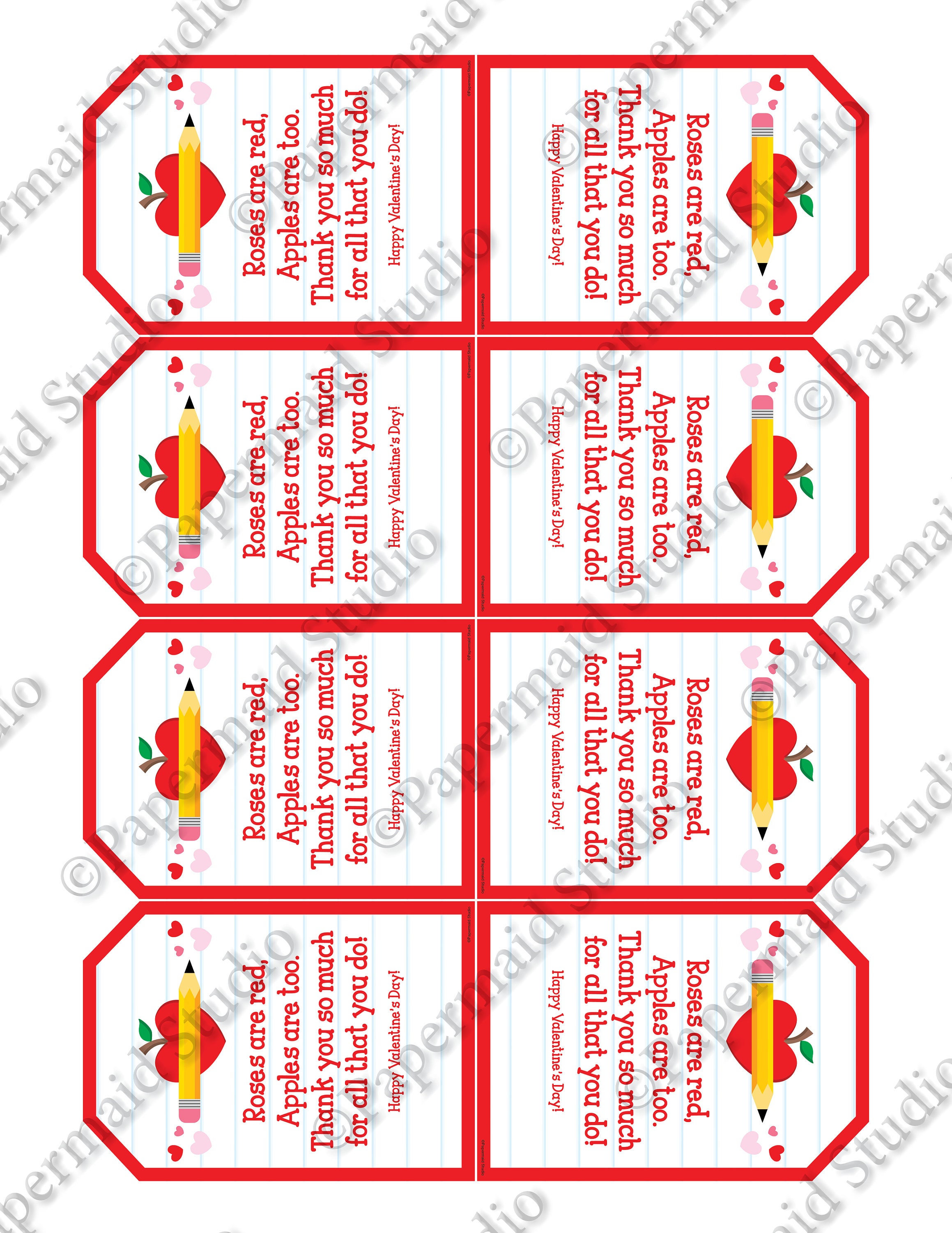 PRINTABLE Valentine Gift Tag for Teacher Teacher Valentine - Etsy