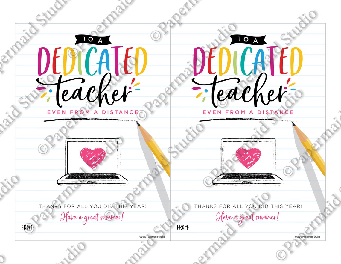 Virtual Teacher Thank You Gift Card Holder Printable - Etsy