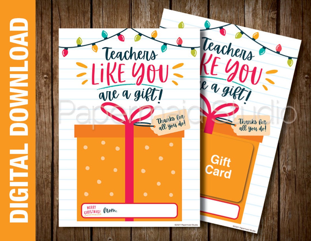 Teacher Christmas Gift Card Holder Printable - Virtual Learning Teacher ...