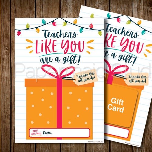 Teacher Christmas Gift Card Holder Printable Virtual - Etsy