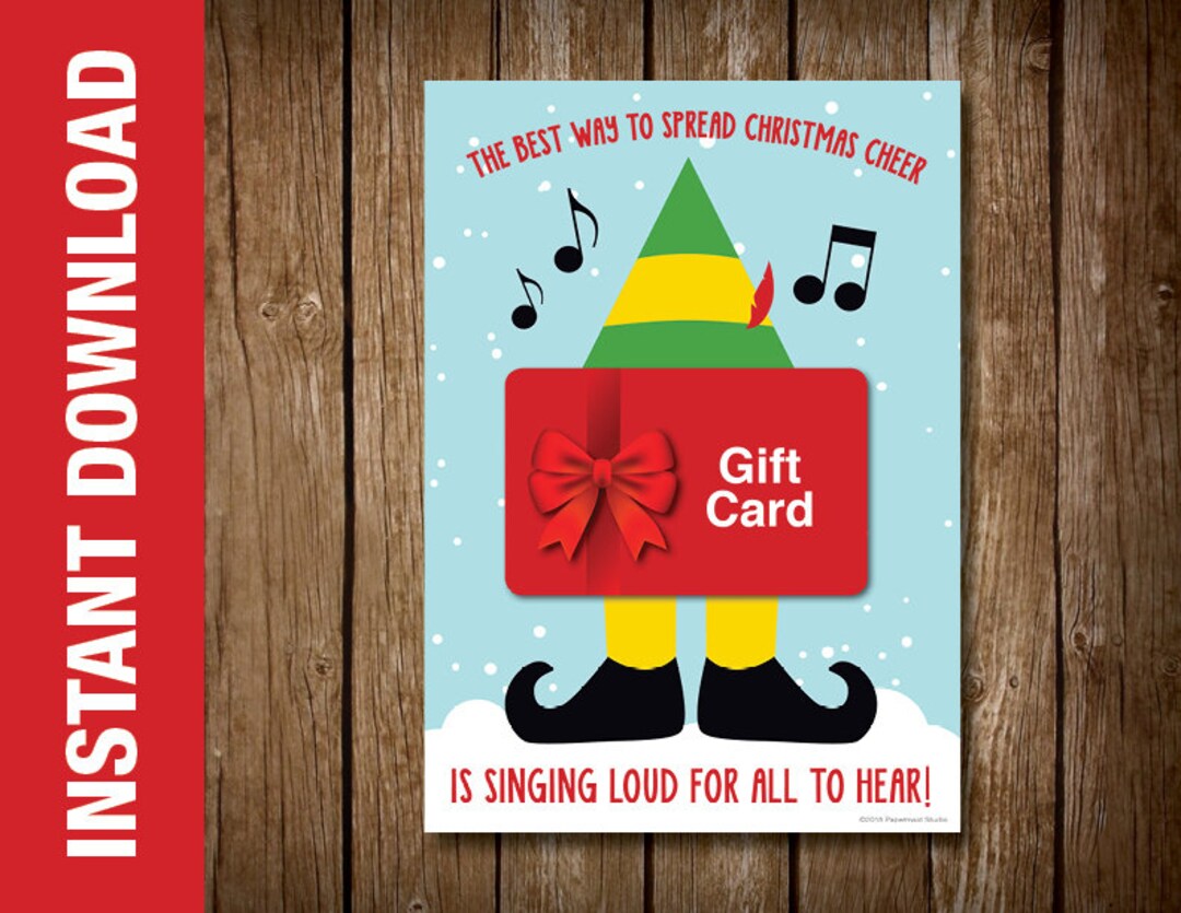 PRINTABLE Elf Holiday Card -- Elf Themed Christmas Gift Card Holder ...