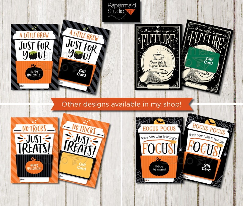 Halloween Gift Card Holder for Coffee Printable - Teacher Halloween ...