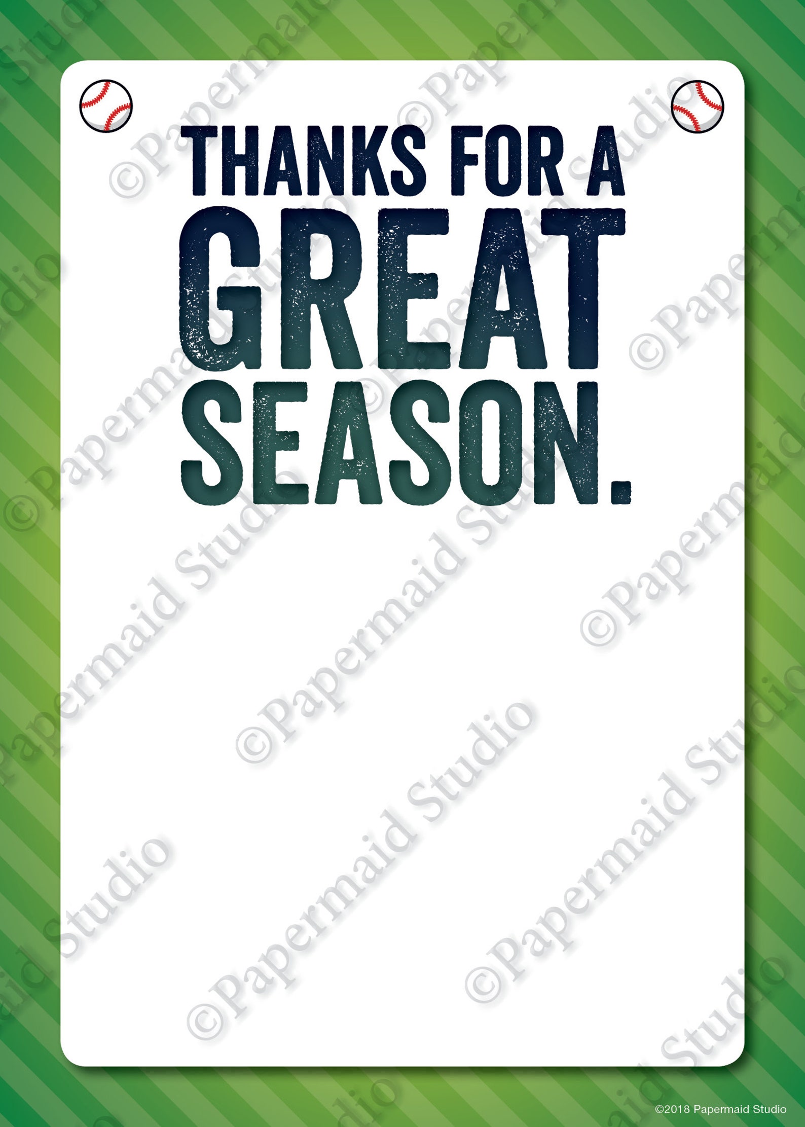 PRINTABLE Baseball Coach Thank You Card - Gift Card Holder - Sports ...