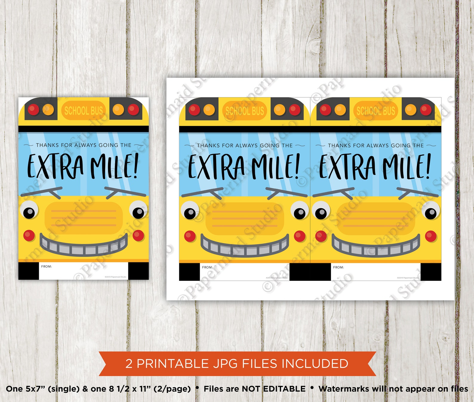 Bus Driver Gift - Printable Bus Driver Appreciation Card - School Bus ...