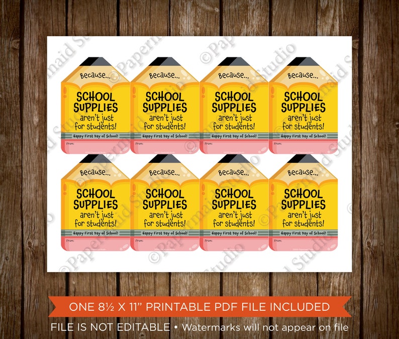 Back to School Tag Printable First Day of School Pencil Gift - Etsy