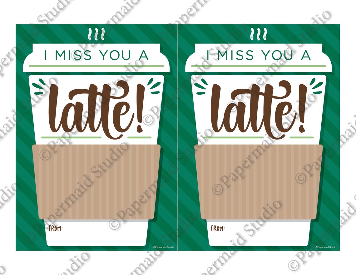 PRINTABLE I Miss You a Latte Coffee Gift Card Holder Long - Etsy