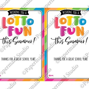 Printable Lottery Ticket Teacher Thank You Gift - Teacher Appreciation ...