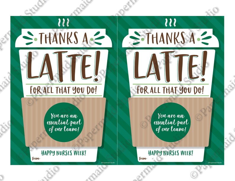 PRINTABLE Nurse Thanks a Latte Coffee Gift Card Holder - Nurses Week ...