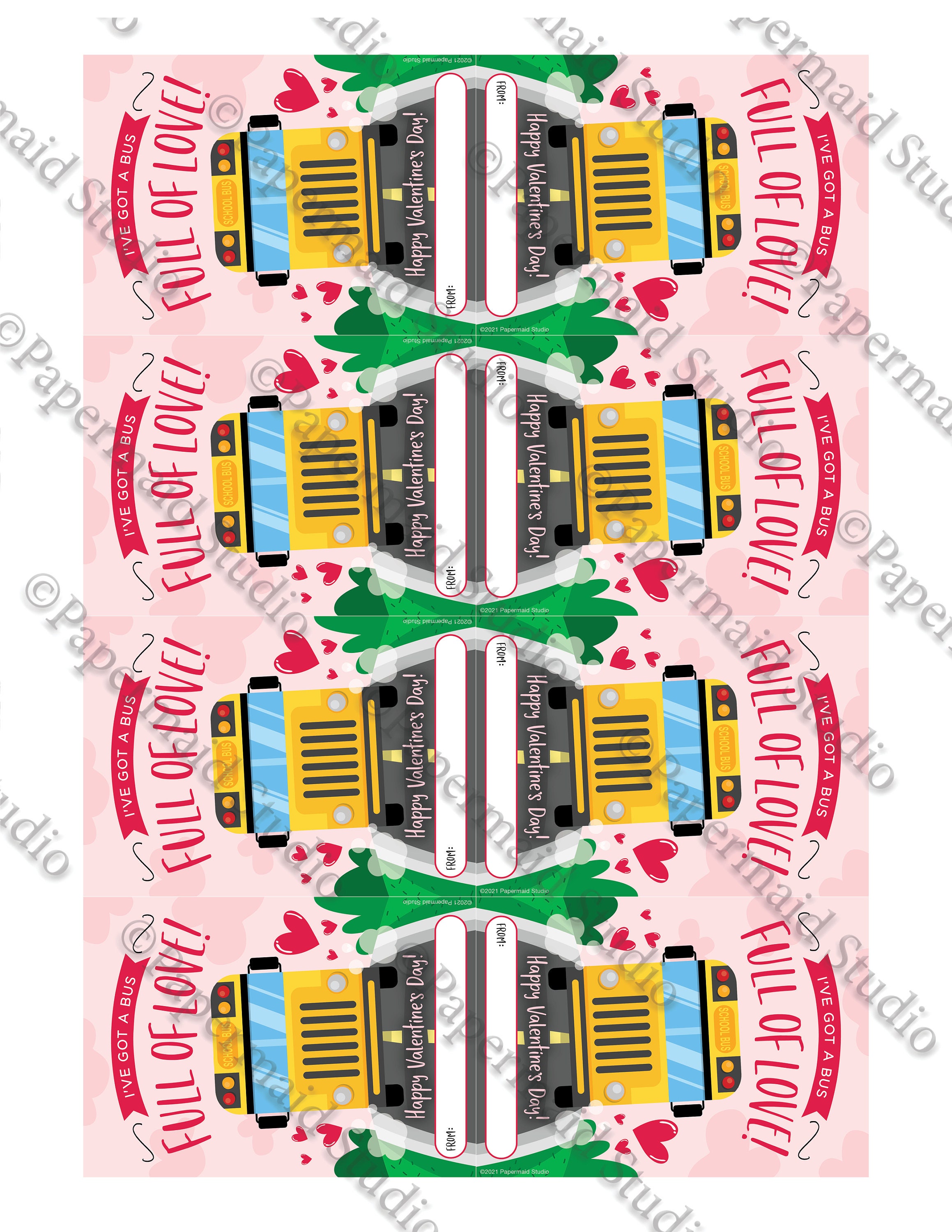 PRINTABLE Bus Driver Valentine's Day Gift Tag Valentine | Etsy