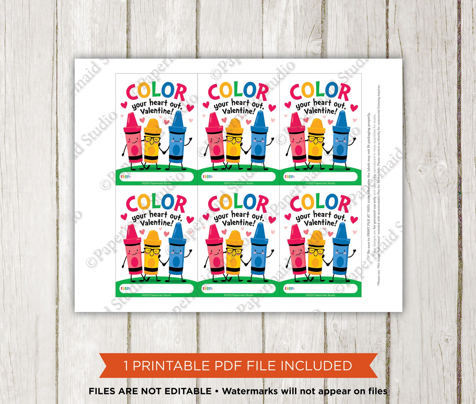 Crayon Valentine Tag Printable - Valentine's Day Crayon Label ...