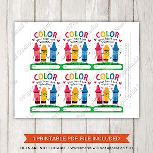Crayon Valentine Tag Printable - Valentine's Day Crayon Label ...