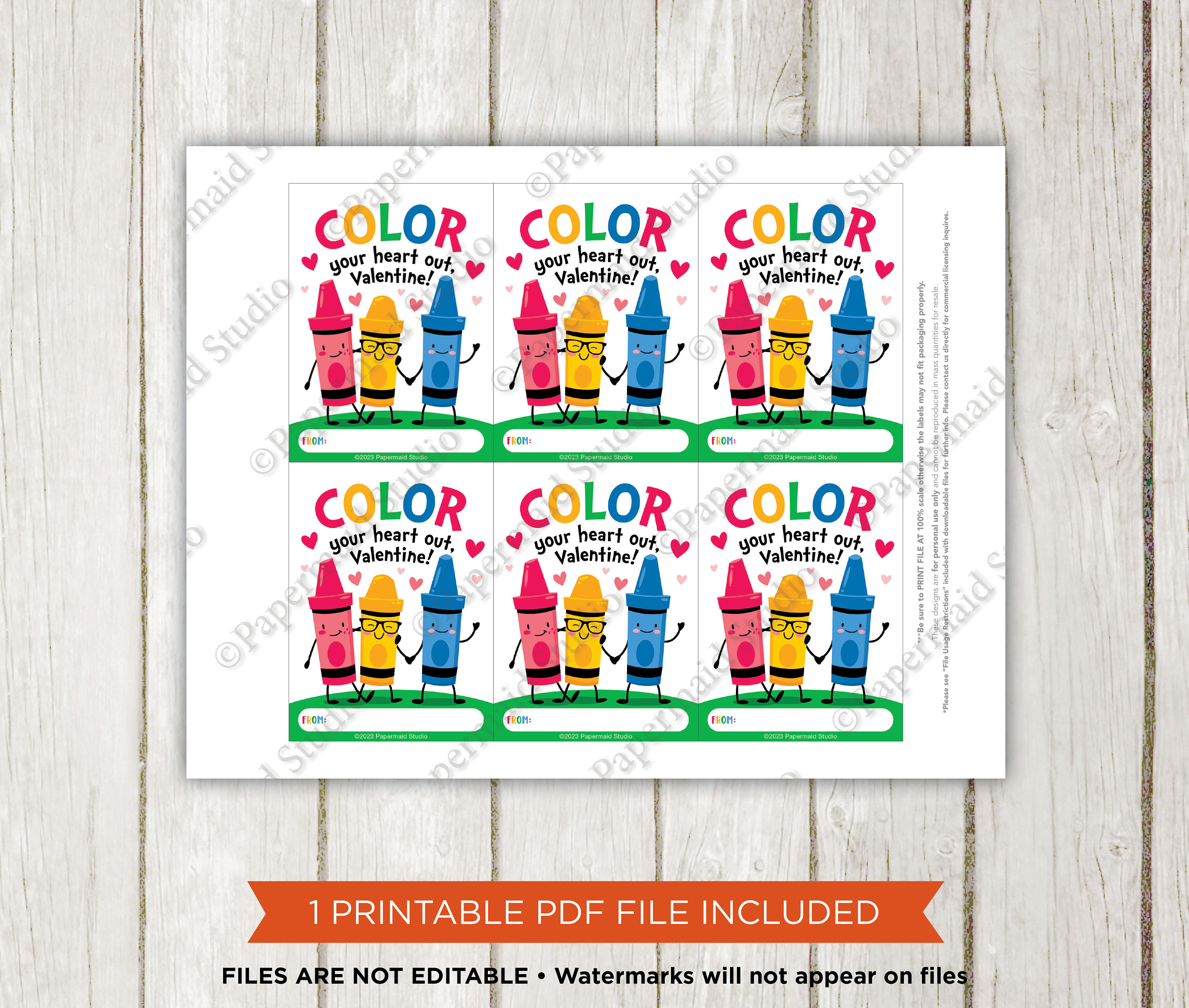 Crayon Valentine Tag Printable - Valentine's Day Crayon Label ...