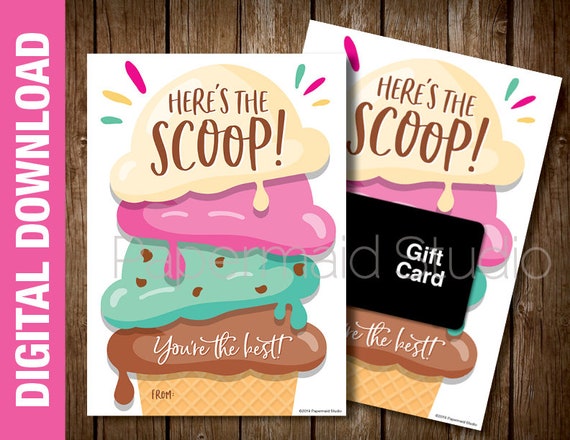 PRINTABLE Ice Cream Gift Card Holder Birthday Card | Etsy