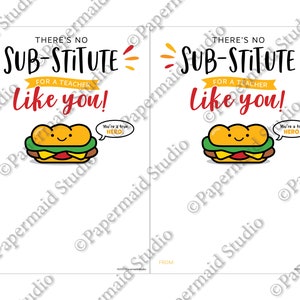 PRINTABLE Teacher Thank You Card - Sub Sandwich Gift Card Holder for ...