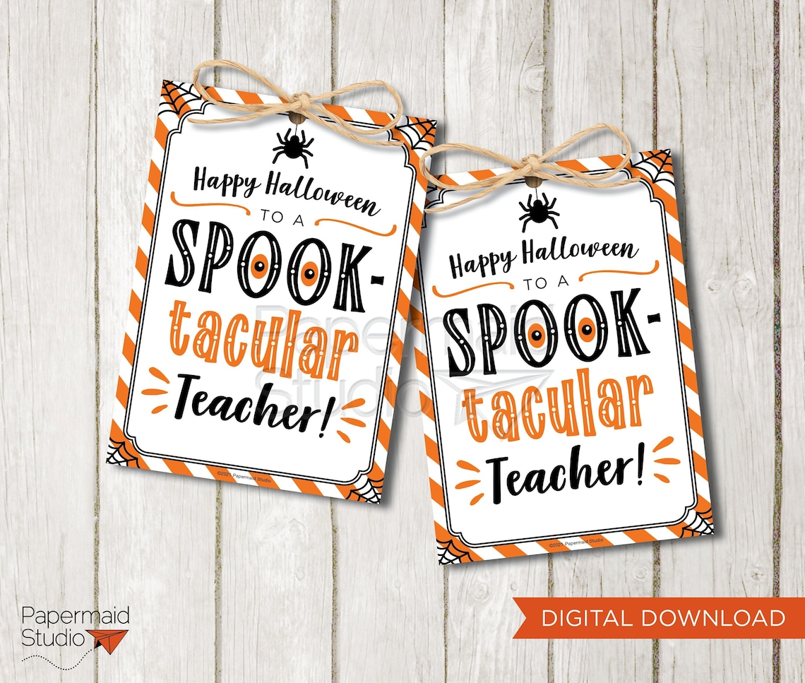 Halloween Teacher Gift Tag Printable Halloween Coffee Tag - Etsy