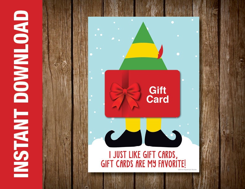 PRINTABLE Elf Holiday Card -- Elf Themed Christmas Gift Card Holder ...