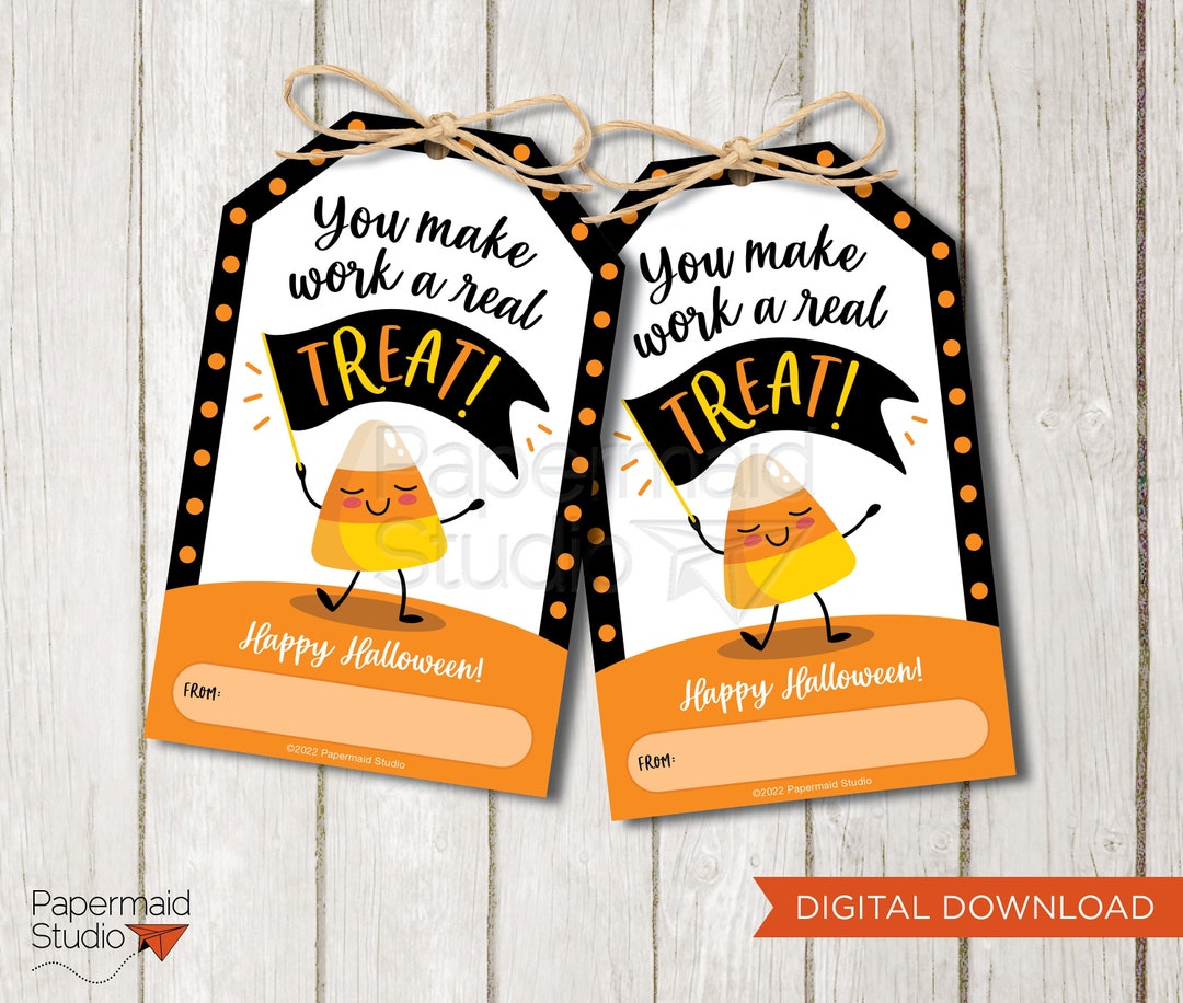 Halloween Gift Tag Printable - Coworker Halloween Gift Tag - Candy Corn ...