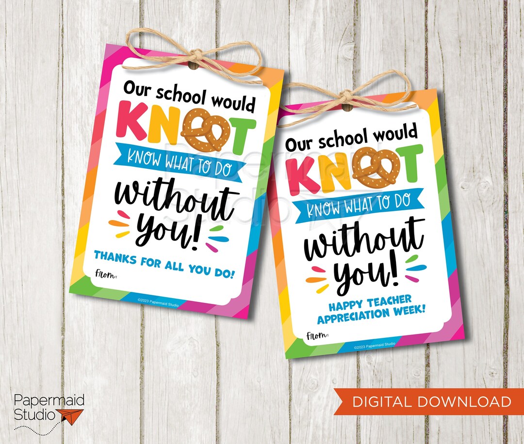 Teacher Appreciation Gift - Pretzel Gift Tag Printable - Employee ...