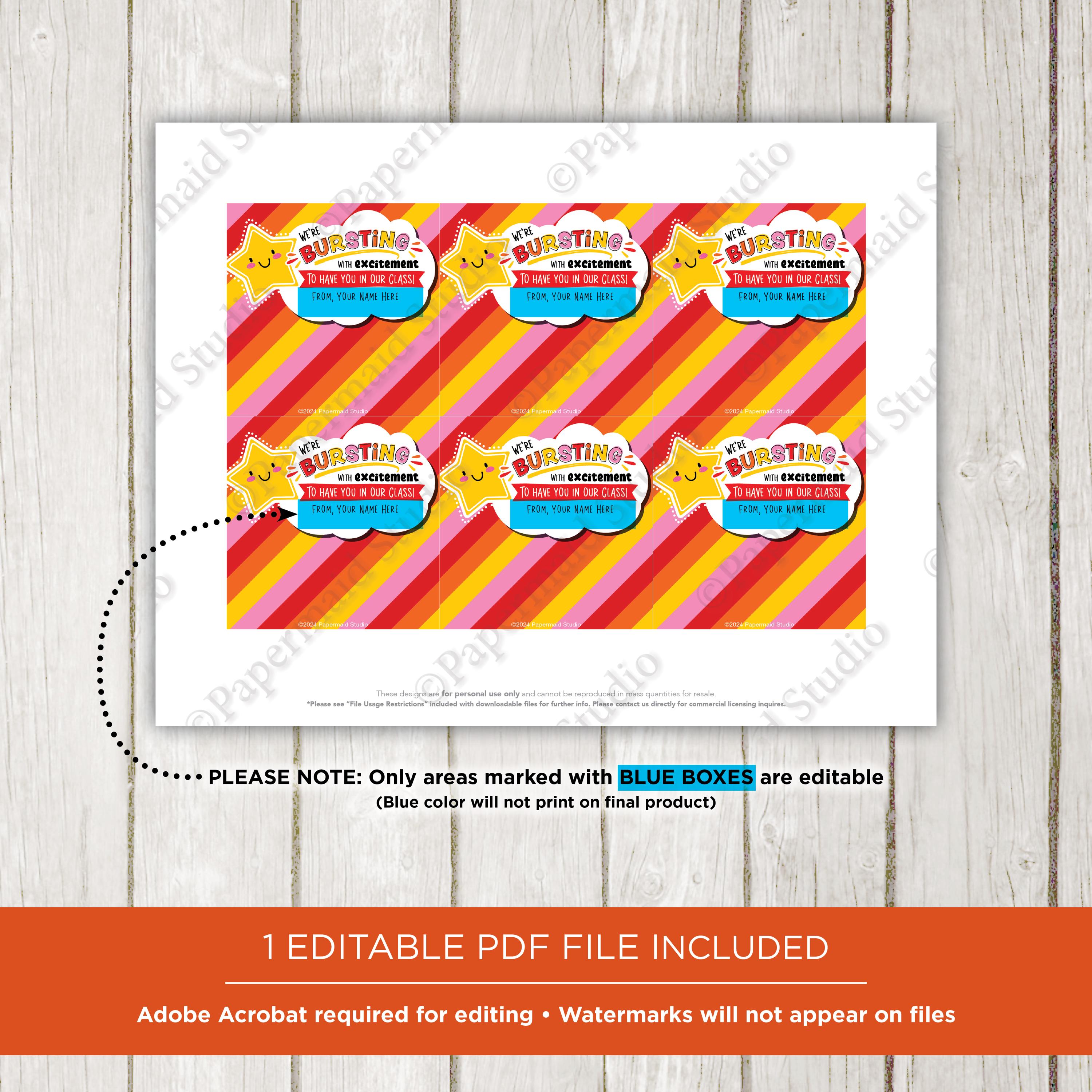 Star Candy Tag Printable - First Day of School Gift - Welcome Back ...