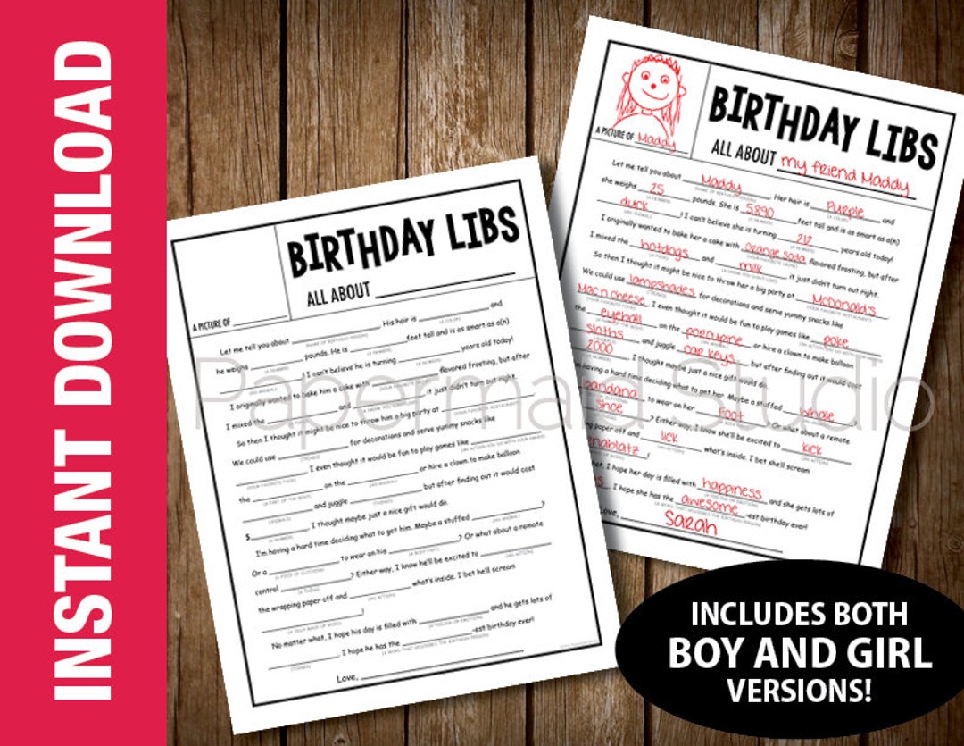 PRINTABLE Fill in the Blank Birthday Gift - Funny Birthday Card - "all ...