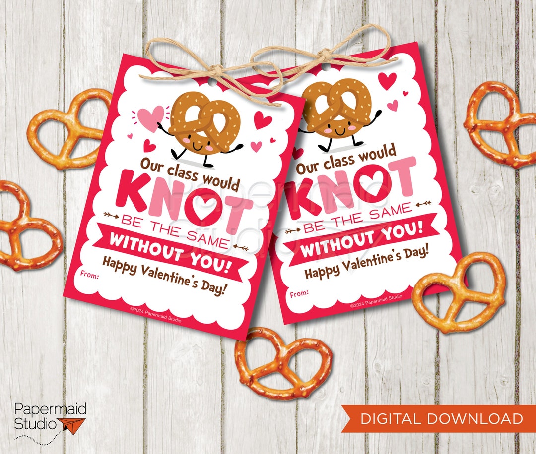 Valentine Pretzel Tags - Printable Pretzel Valentines Tag - Pretzels ...