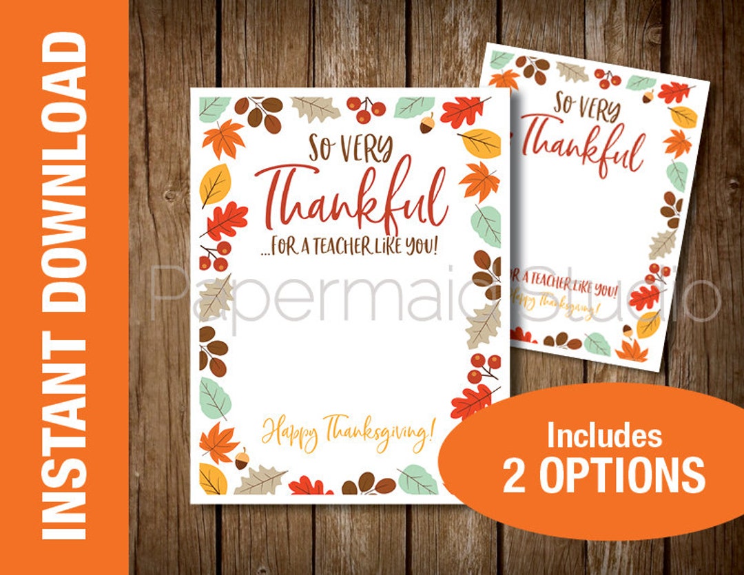 PRINTABLE Teacher Thanksgiving Gift Card Holder 8.5x11 - Etsy