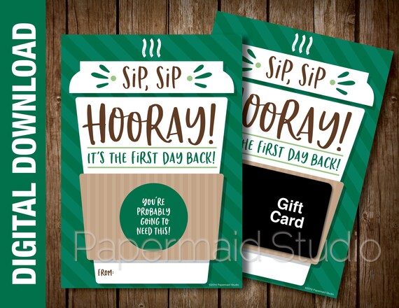 PRINTABLE Coffee Gift Card Holder Teacher Back to School Staff First ...