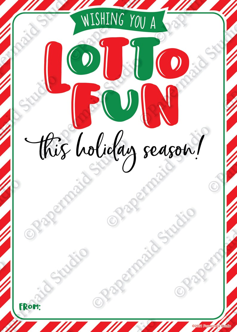 Printable Lottery Ticket Christmas Card - Teacher Christmas Gift Card ...
