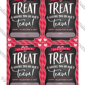 PRINTABLE Team Valentine Treat Card Editable Pdf - Valentine's Day Card ...