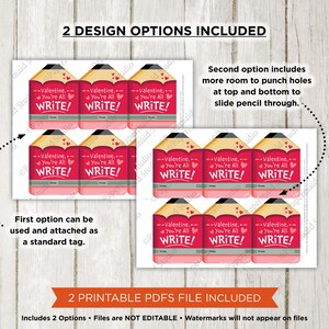 Valentine Pencil Tag Printable - Pencil Valentines Tag - You're All ...