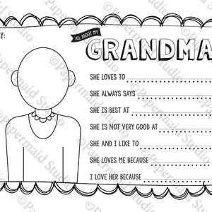 PRINTABLE Mother's Day Grandma Portrait Coloring Sheet and ...