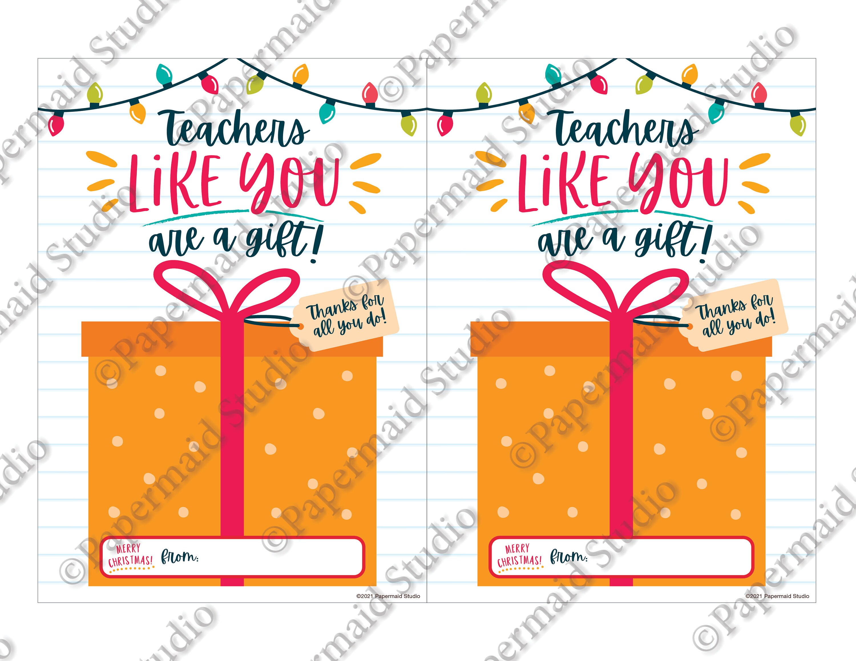 Teacher Christmas Gift Card Holder Printable - Virtual Learning Teacher ...