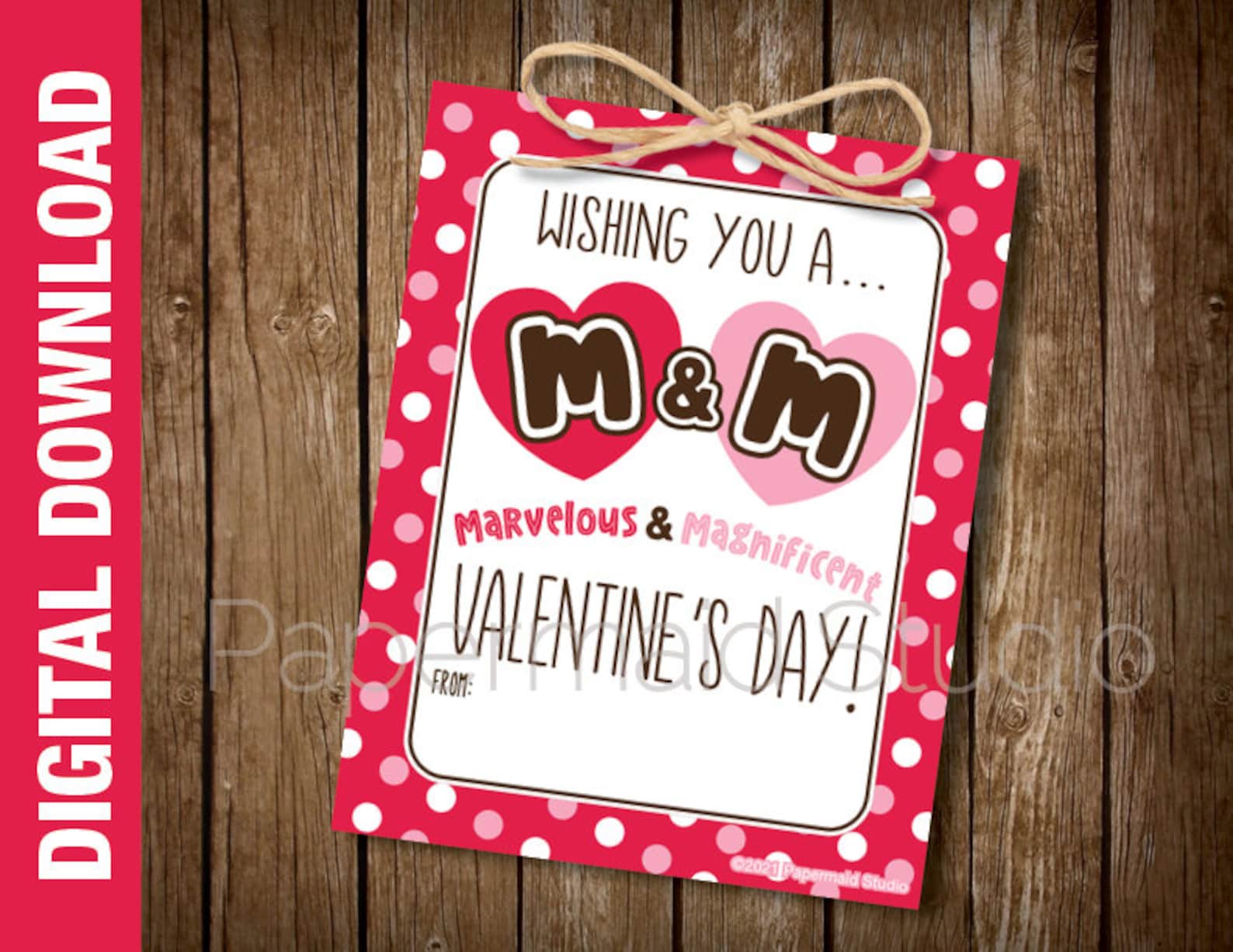 Valentine M & Candy Tag Printable - Valentine's Day Treat Label - Real ...