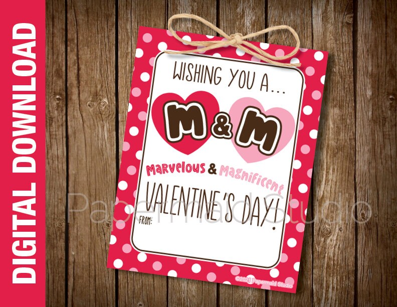 Valentine M & Candy Tag Printable Valentine's Day Treat - Etsy